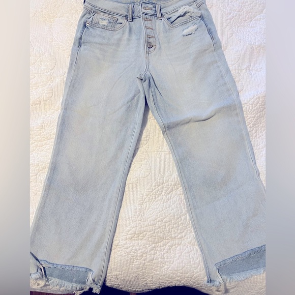 Pants & Jumpsuits | Light Jean Wide Leg Ankle With Frayed Edges | Poshmark